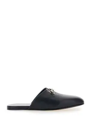 Gucci Mule With Horsebit Detail In Smooth Leather - Black