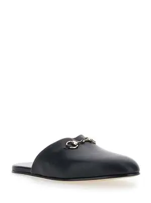 Gucci Mule With Horsebit Detail In Smooth Leather - Black