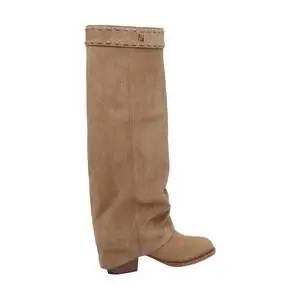 Fendi Suede Knee-high Boots With Embossed Logo
