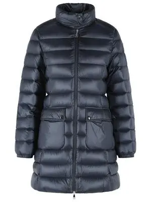 Moncler Long Navy Polyamide Down Jacket - Blue