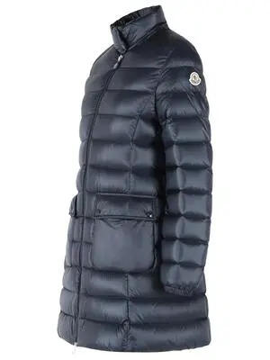 Moncler Long Navy Polyamide Down Jacket - Blue