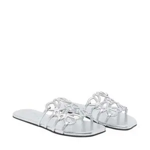 Loewe Petal Anagram Slides - Silver