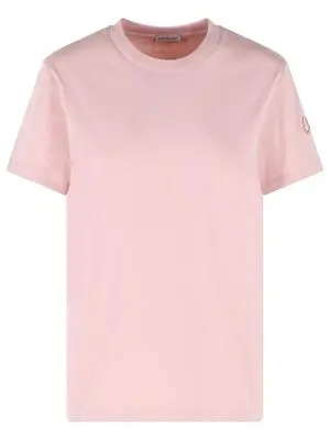 Moncler Cotton T-shirt With Embossed Logo - Pink