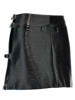 COURREGES Mini Vinyl Skirt With Buckled Straps