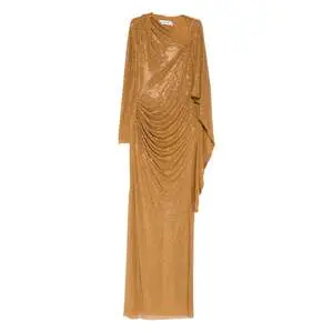 SELF-PORTRAIT Embellished Asymmetric Evening Dress - Gold