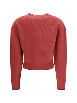 Chloé Cropped Ribbed Wool Cashmere Pullover With Heart Logo - Pink