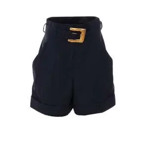 Balmain Grain De Poudre Belted High-waist Hotpants - Black