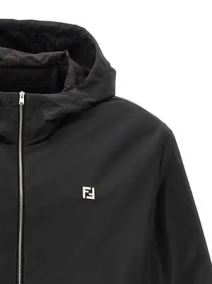 Fendi Monogram Logo Print Tech Fabric Blouson - Black