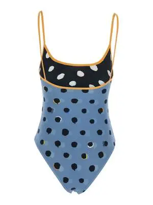 Fendi Reversible Polka Dot Tech Fabric One-piece Swimsuit - Multicolor
