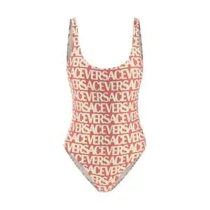Versace Allover Print One Piece Swimsuit - Red