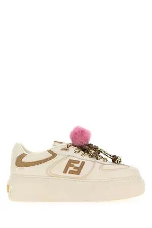 Fendi Leather Match Sneakers With Embellished Laces - Multicolor