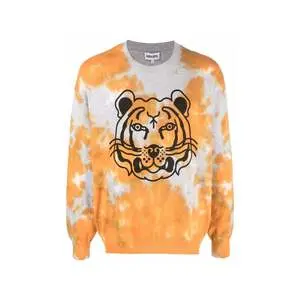 Kenzo Tie-dye Tiger Print Crew Neck Sweater - Orange