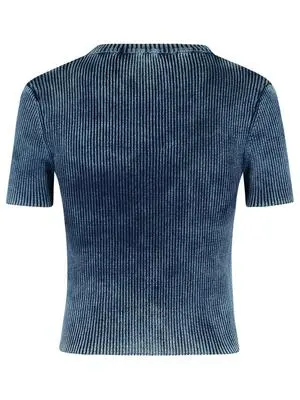 DIESEL® Oval D" Logo Ribbed T-shirt - Blue