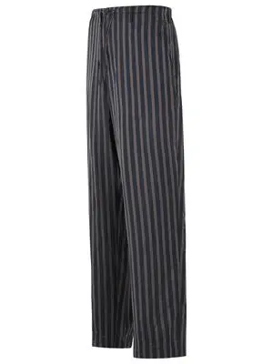Dries Van Noten Penny" Navy Cupro Vertical Stripe Pants - Blue