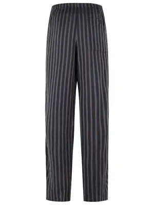 Dries Van Noten Penny" Navy Cupro Vertical Stripe Pants - Blue