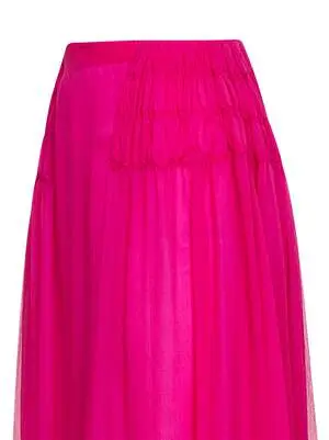 Dries Van Noten Silk Muslin Long Ruffled Skirt - Multicolor
