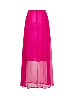 Dries Van Noten Silk Muslin Long Ruffled Skirt - Multicolor