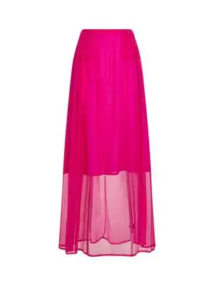 Dries Van Noten Silk Muslin Long Ruffled Skirt - Multicolor