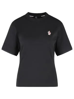 Moncler Cotton T-shirt With Logo Patch - Black
