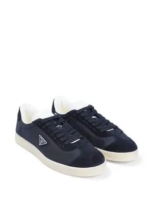 Prada Navy Blue Suede And Nylon Lace-up Sneakers - Multicolor