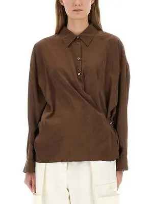 LEMAIRE Cotton Silk Blend Twisted Shirt - Brown