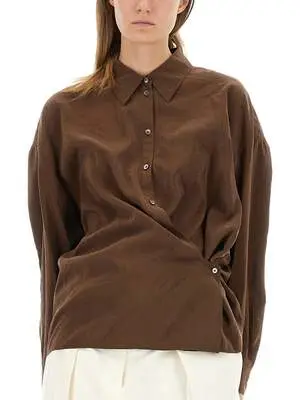 LEMAIRE Cotton Silk Blend Twisted Shirt - Brown