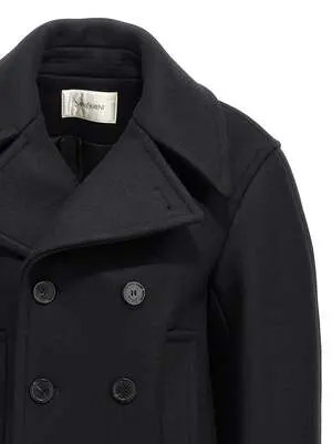 Saint Laurent Oversized Double-breasted Wool Caban Coat