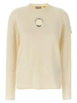 Moncler X Willow Smith Wool Cashmere Sweater With Metal Eyelet Detail - White