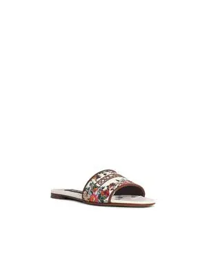Dolce & Gabbana Floral Embroidered Fabric Slippers