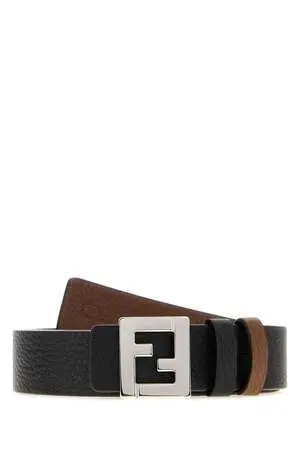 Fendi Leather Reversible Belt - Black