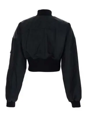 Sportmax Black Tech Fabric Crop Bomber Jacket - Multicolor