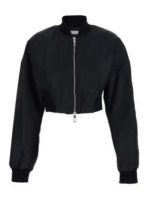 Sportmax Black Tech Fabric Crop Bomber Jacket - Multicolor