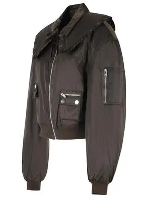 GANNI Polyamide Bomber Jacket With Large Removable Collar