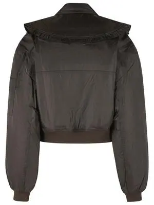 GANNI Polyamide Bomber Jacket With Large Removable Collar - Brown