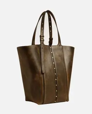 GOLDEN GOOSE Leather Shopper Bag With Stud Detail - Multicolor