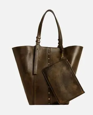 GOLDEN GOOSE Leather Shopper Bag With Stud Detail - Multicolor