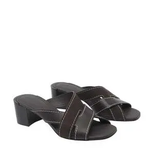 TOD'S Leather Block Heel Sandals With Decorative Stitching