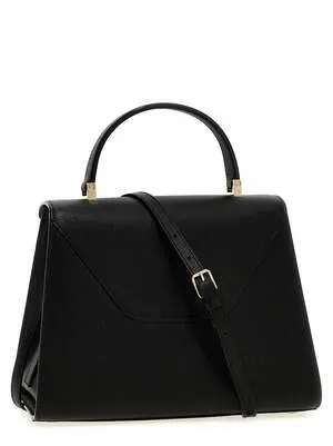 VALEXTRA Iside Medium Handbag In Calfskin Leather With Adjustable Shoulder Strap - Black