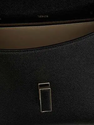 VALEXTRA Iside Medium Handbag In Calfskin Leather With Adjustable Shoulder Strap - Black
