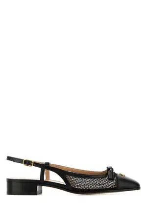 Valentino Garavani Mesh And Leather Ballerinas - Black