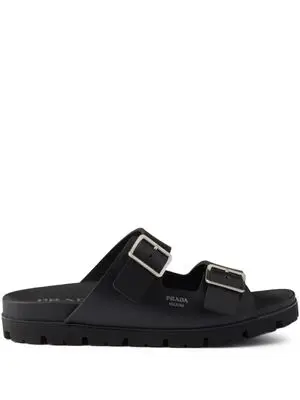 Prada Double-strap Buckle Sandals - Black