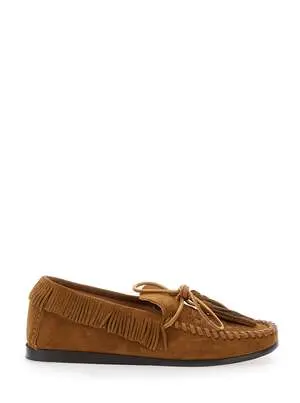 Isabel Marant Étoile ISABEL MARANT Fitza Suede Loafers With Fringed Details Brown
