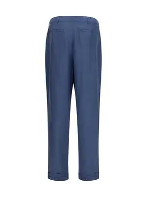 Saint Laurent Tailored Carrot-cut Pants With Habutai Silk Belt - Blue