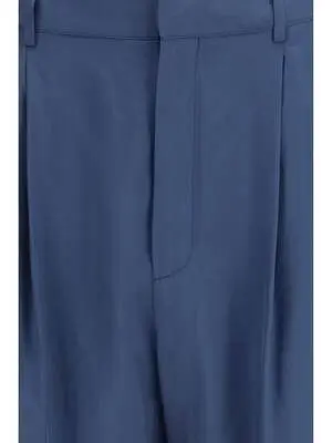 Saint Laurent Tailored Carrot-cut Pants With Habutai Silk Belt - Blue