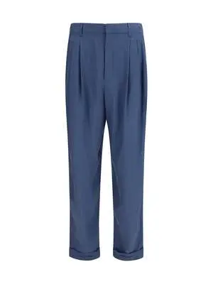 Saint Laurent Tailored Carrot-cut Pants With Habutai Silk Belt - Blue