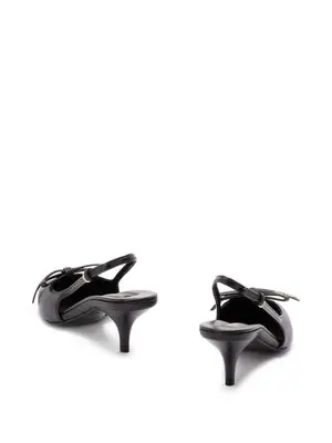 Miu Miu Leather Slingback Pumps With Bow Detailing - Black
