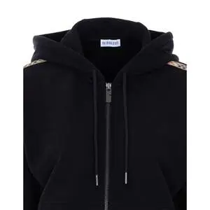 Burberry Check Cotton Zip-up Hoodie - Black