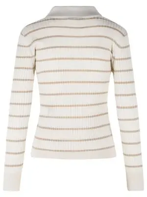Max Mara Ivory Cashmere And Silk Striped Sweater - Cream