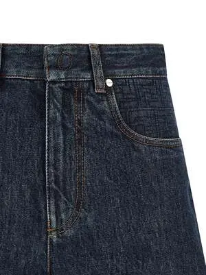 Fendi Ff Padded Denim Shorts - Blue