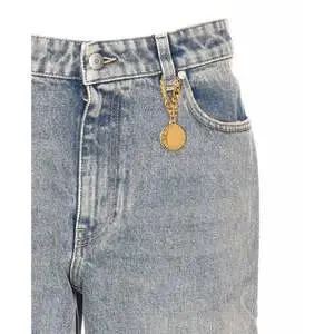 Stella McCartney Bootcut Delave Vintage Jeans With Chain Detail - Blue